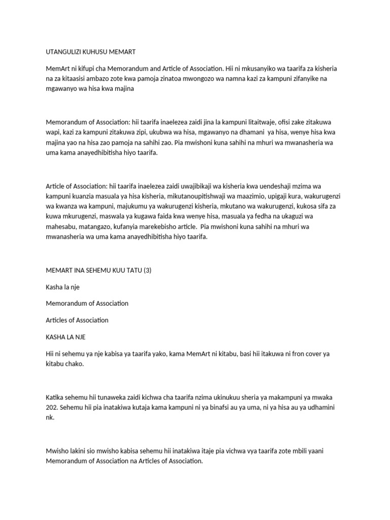 Jinsi Ya Kuandika Memorandum | PDF