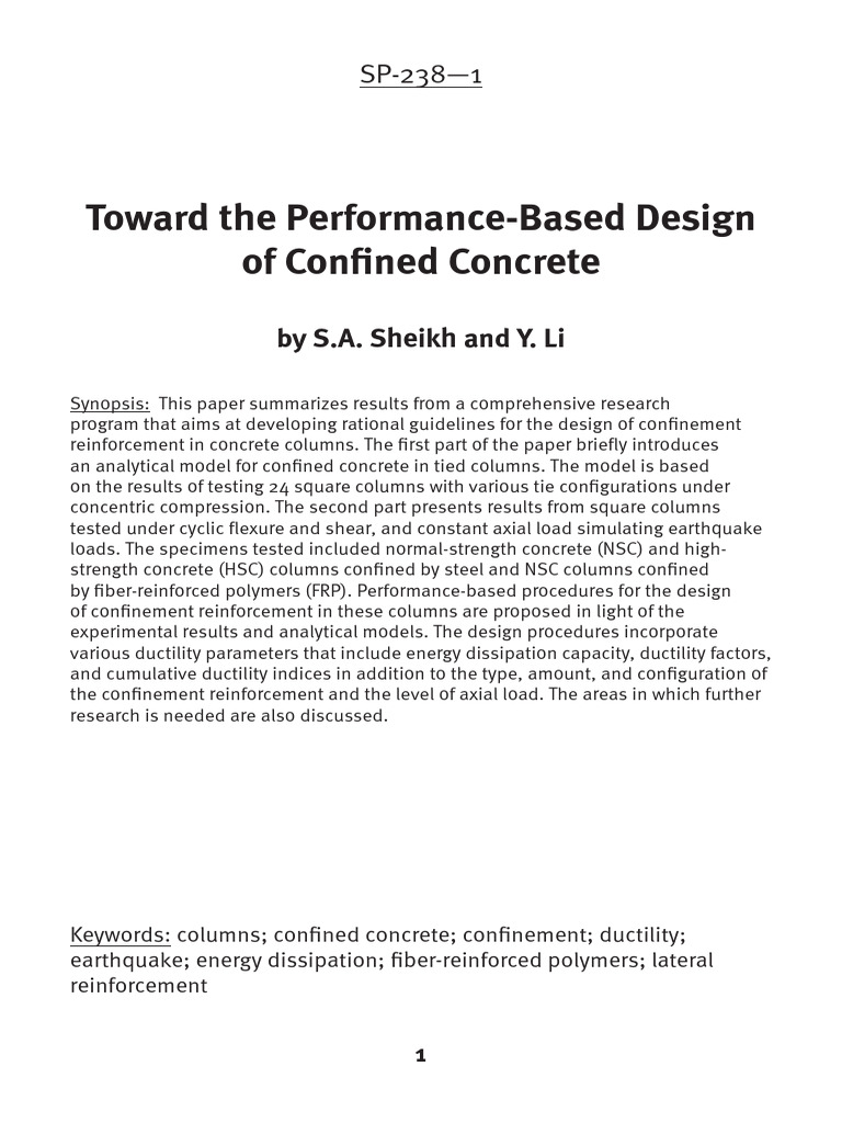 Toward the Performance-Based Design of Confined Concrete | PDF
