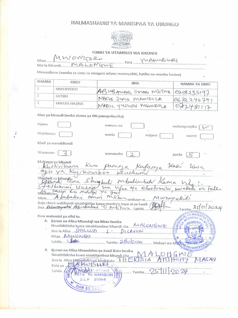 Utambulisho Wa Mtaa Kikundi | PDF