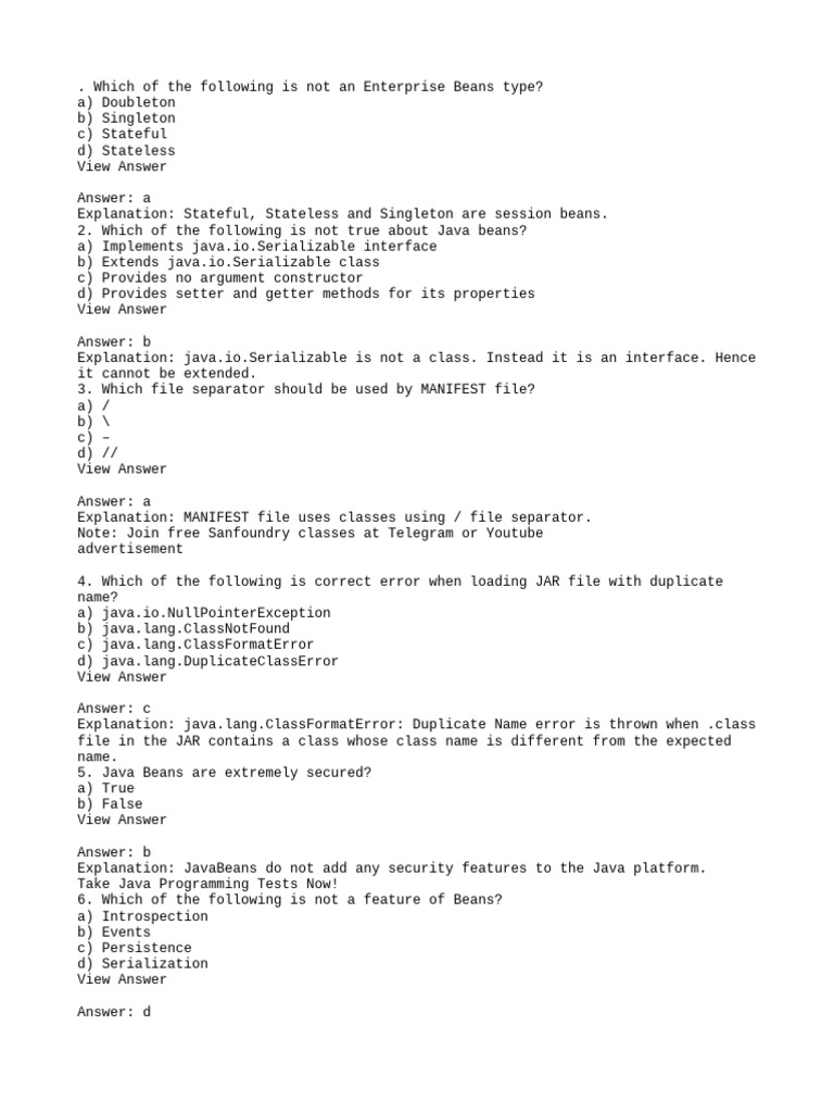 ADVANCE JAVA MCQ | PDF | Port (Computer Networking) | Http Cookie