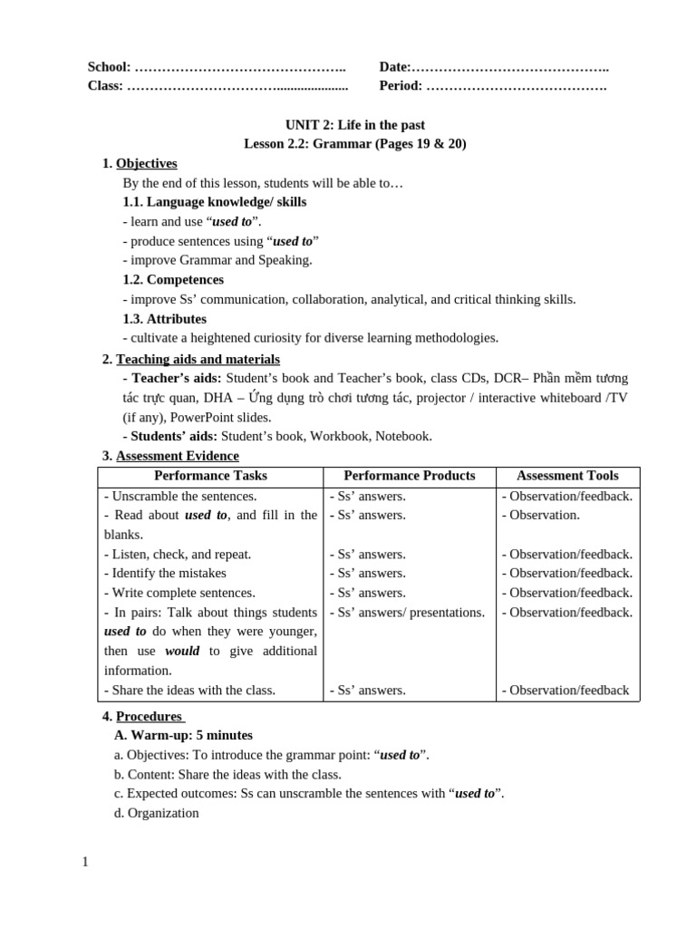 Unit 2 - Lesson 2.2 - Grammar - Pages 19 & 20 | PDF | Behavior ...