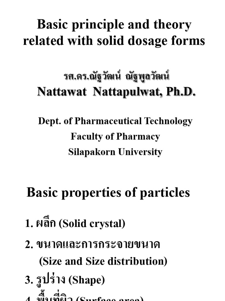 1 Basic Principle and Theory Related With Solid Dosage Forms | PDF