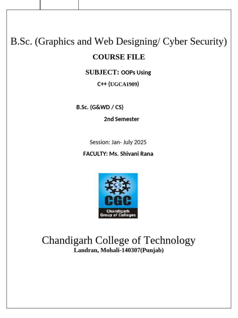 Oop Couse File Pdf C Pointer Computer Programming