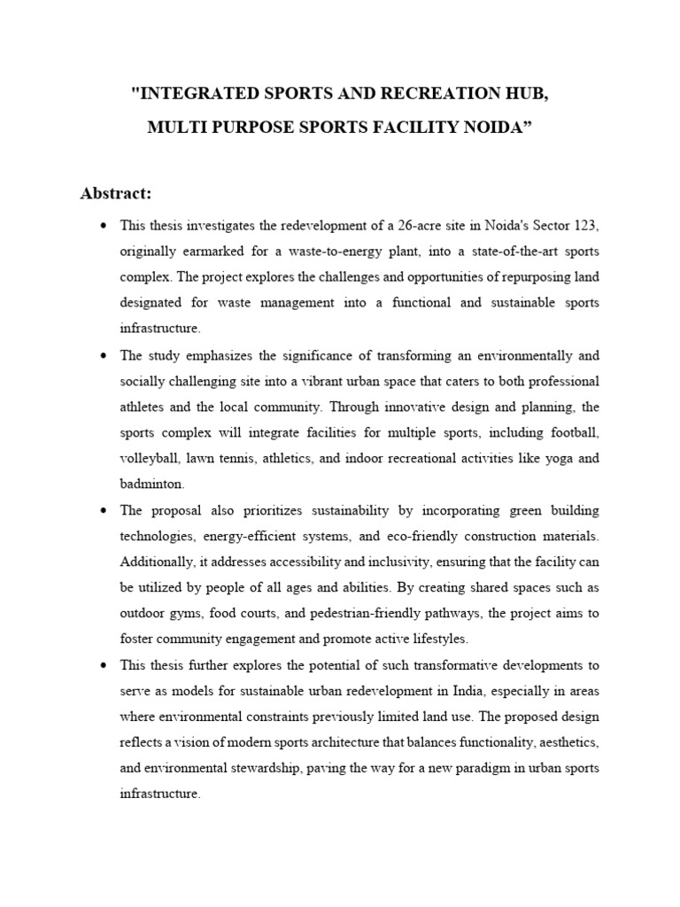 Sustainable Sports Complex Design Noida | PDF | Sustainability ...