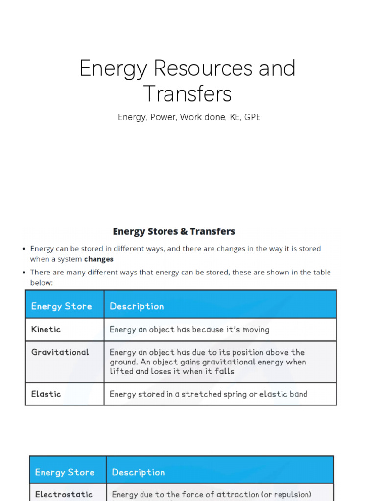 Energy, Power, KE, GPE | PDF