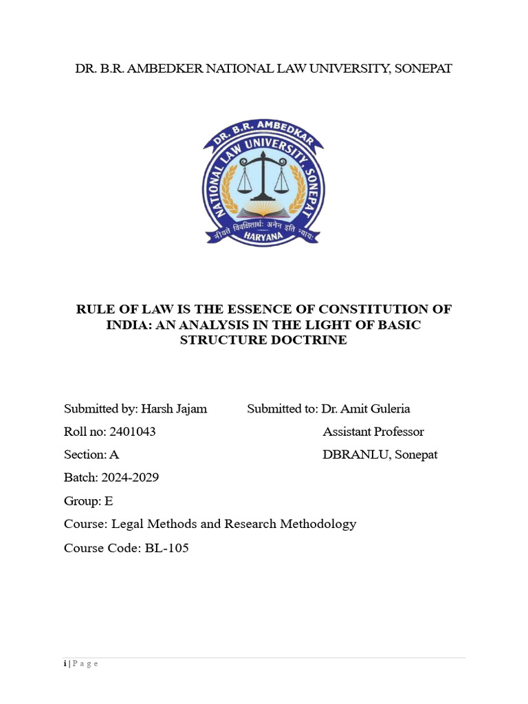 Legal Methods Assignment Harsh Jajam | PDF | Rule Of Law | Justice