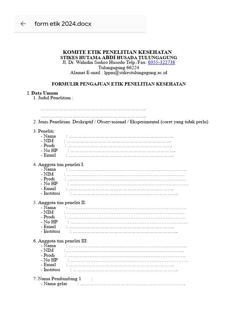 Form Etik 2024 | PDF