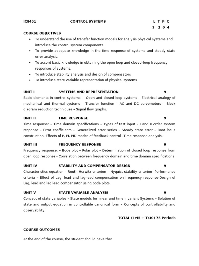 Control-Systems-2-Marks | PDF | Control Theory | Feedback