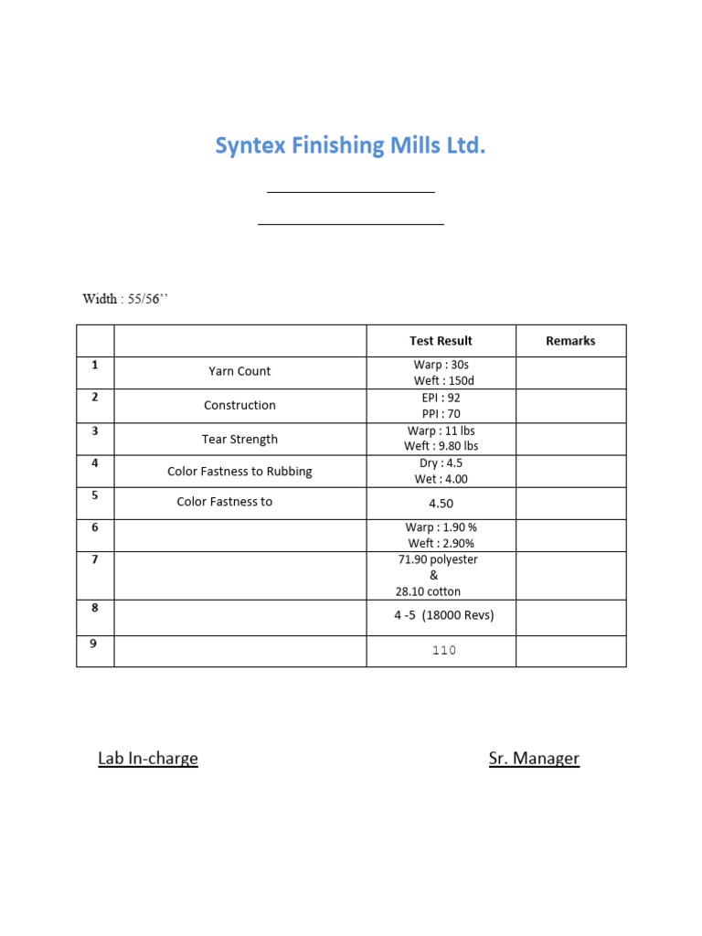 TEST REPORT JSM TEX (1) | PDF
