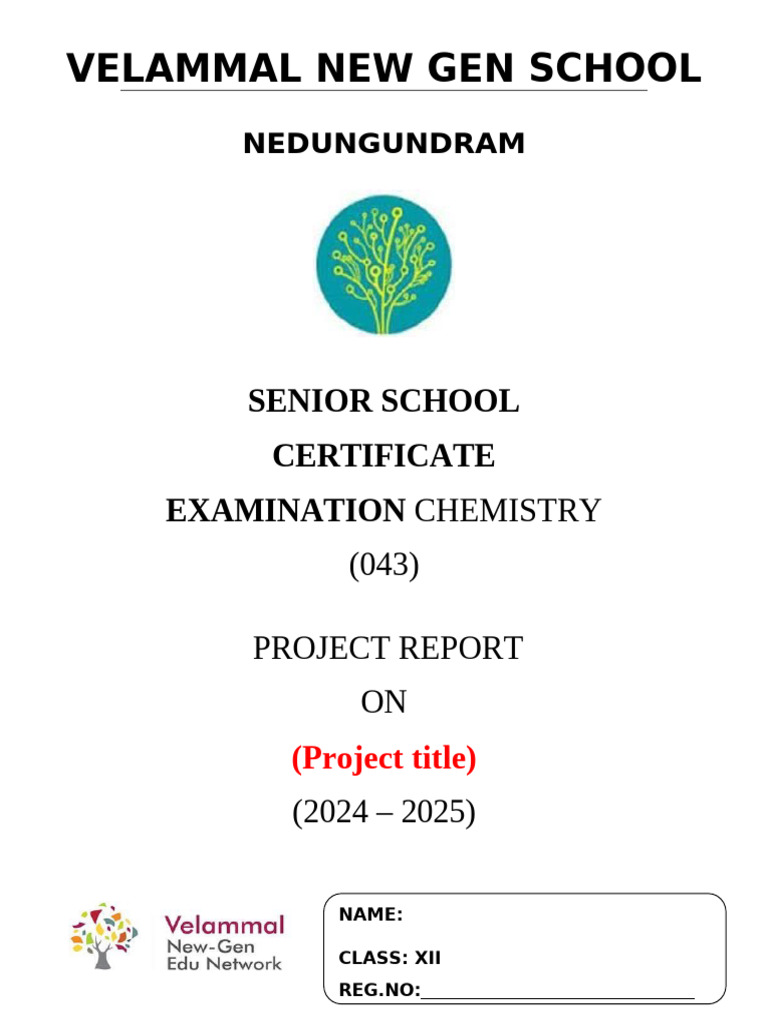 Chemistry Project Report for SSCE 2024 | PDF
