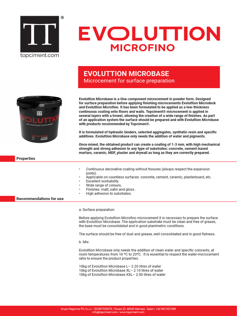 Evoluttion_MicrofinoMN_EN | PDF | Concrete | Coating