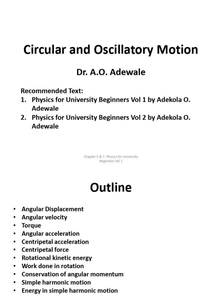 Circular and Oscillatory Motion | PDF | Torque | Rotation Around A ...