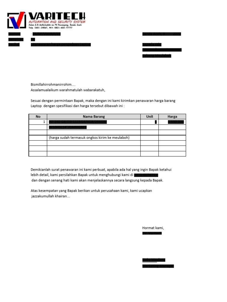 Contoh Penawaran Ver..... | PDF