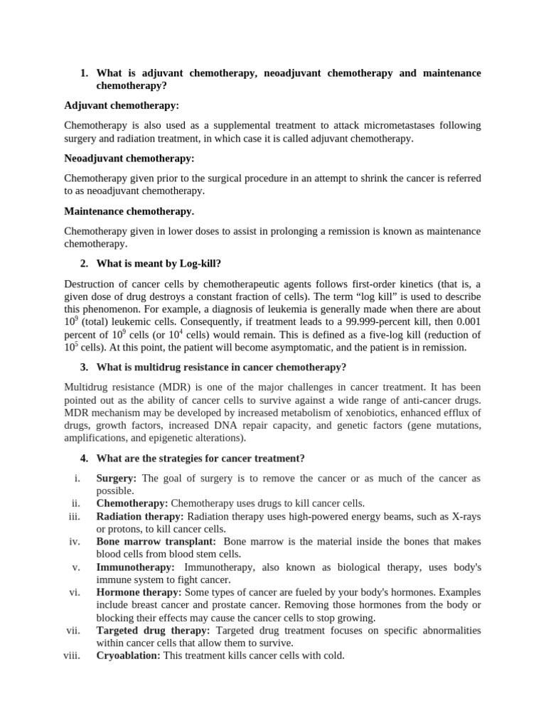 Anti-Cancer Short Questions | PDF | Cancer | Chemotherapy