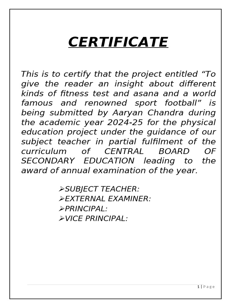 Physical Education Project For Class 12 CBSE | PDF | Sports | Football Codes