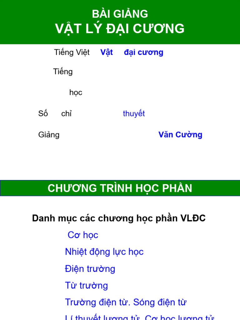 01a- Chuong 1 CO HOC (Bai giang VLDC- GVC.TS. Phan Van Cuong, 4-2020) | PDF