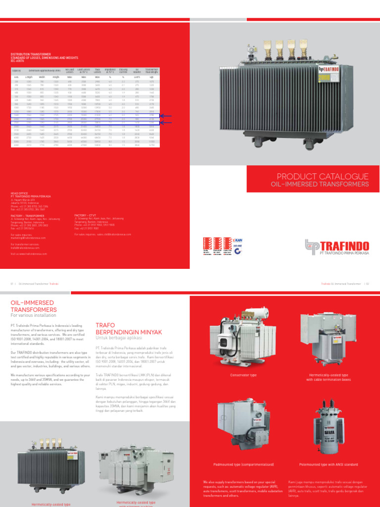 Catalog Trafindo | PDF | Transformer | Electrical Engineering