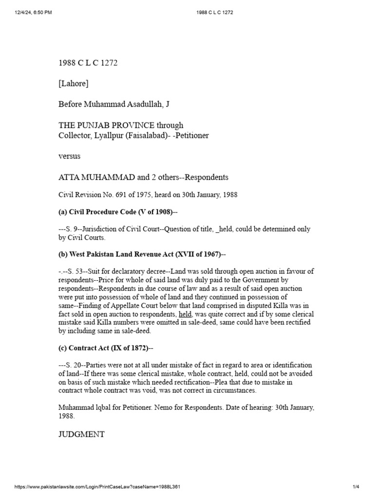 1988 C L C 1272 | PDF | Lawsuit | Appeal