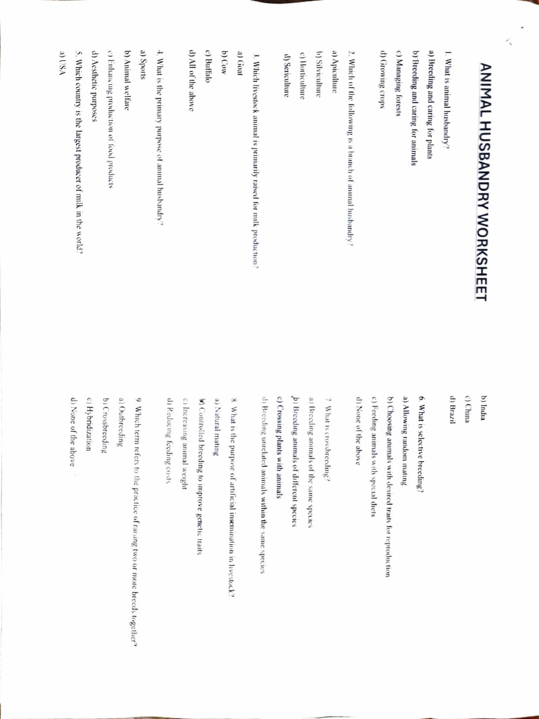 Animal Science Worksheet Overview | PDF | Domesticated Animals ...