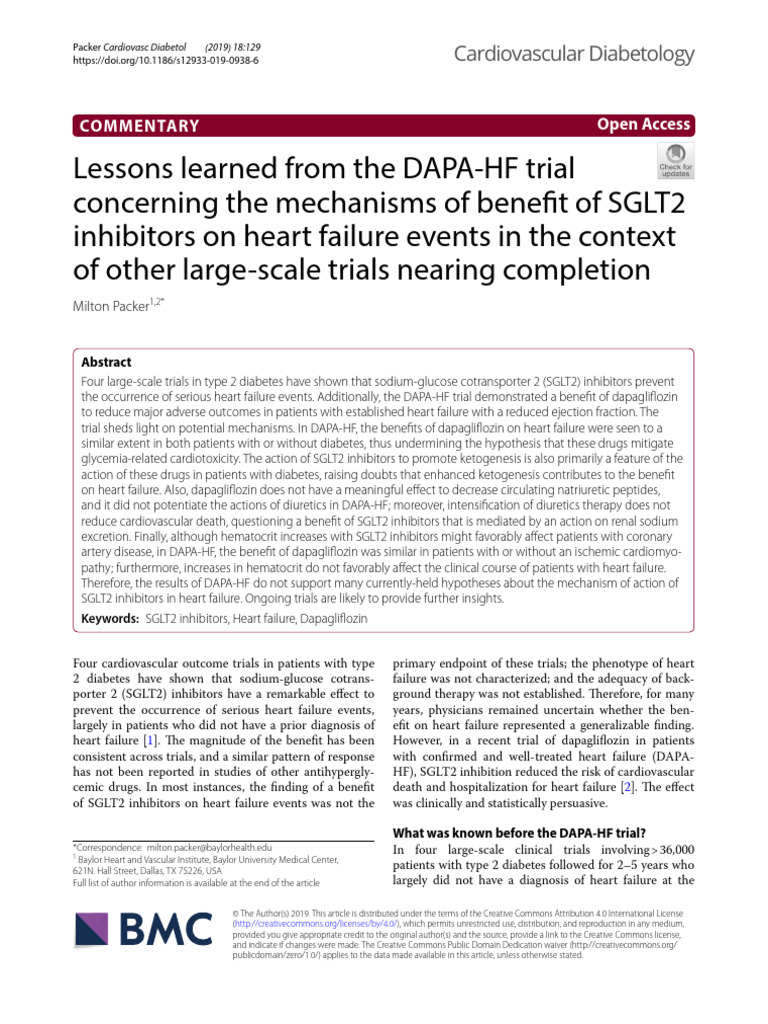 Lessons Learned From The DAPA-HF Trial Concerning The Mechanisms of The ...