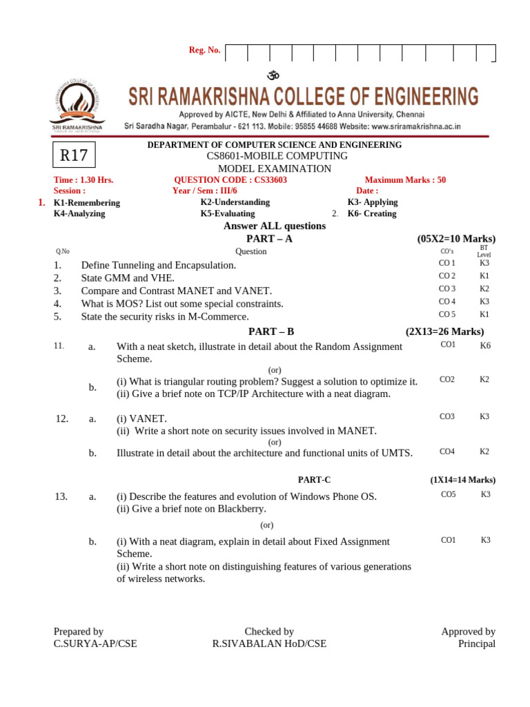 MODEL-MC 50 Marks Format | PDF | Computer Networking | Computer Science