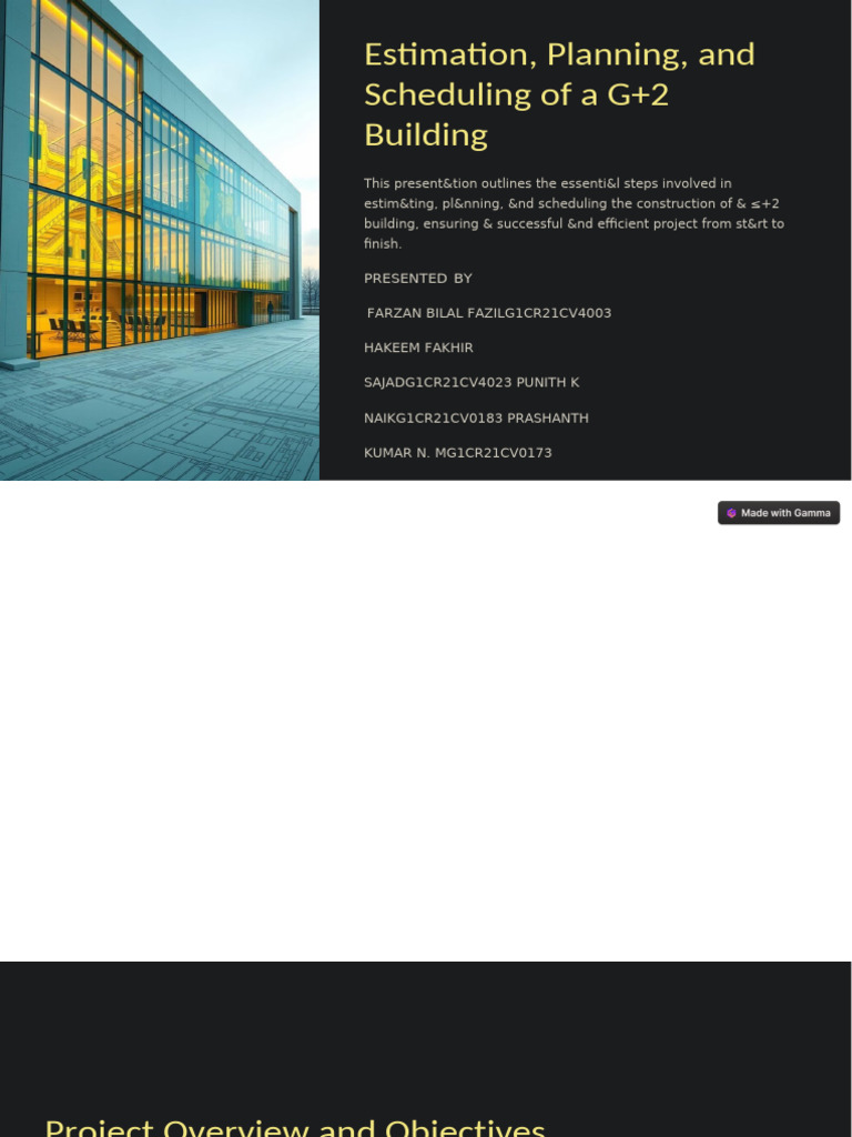 Estimation Planning and Scheduling of a G2 Building (1) | PDF | Engineering