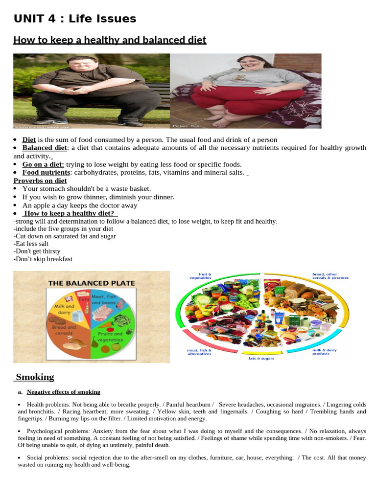 How To Keep A Healthy and Balanced Diet Worksheet Hayet | PDF | Cost Of ...