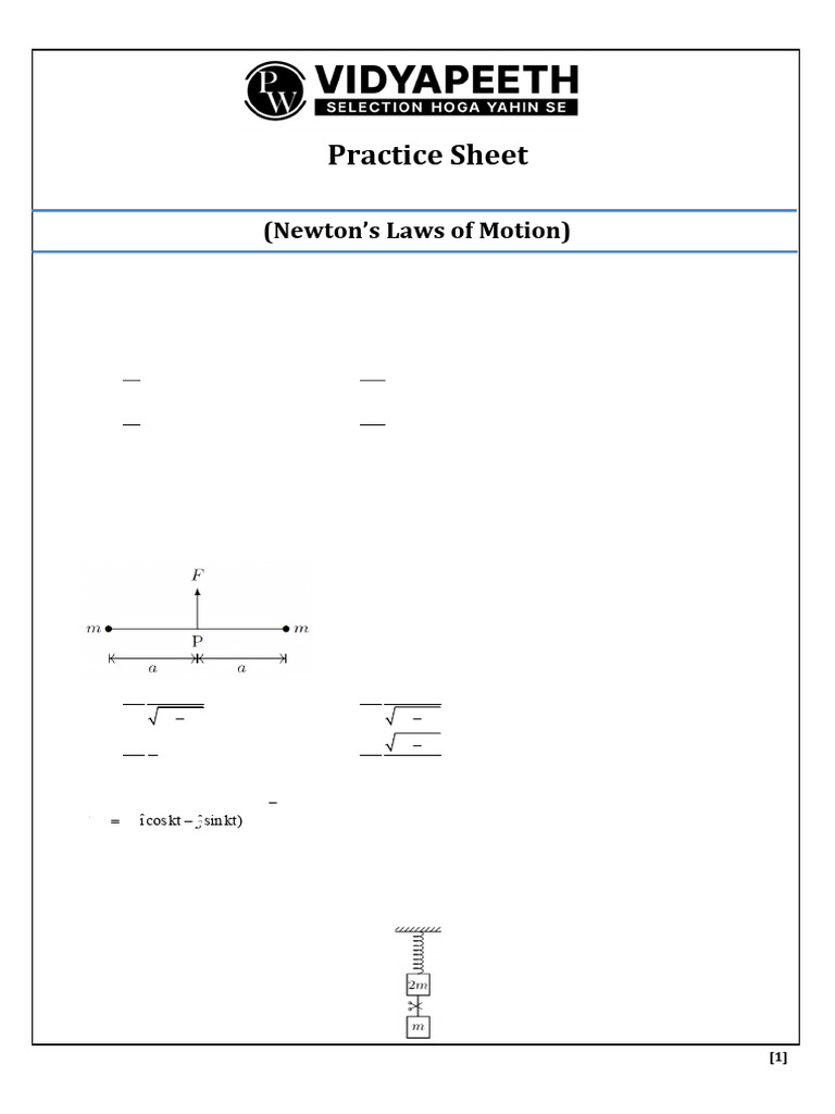 Practice Sheet_01_Physics_sankalp Sir_ravindra Jangid(NLM) | PDF | Force | Mass