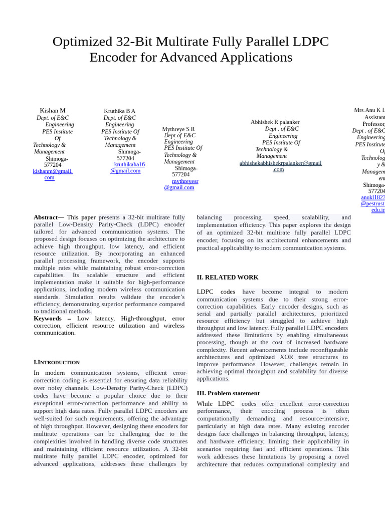 IEEE Paper ldpc encoder | PDF | Low Density Parity Check Code | Information And Communications ...