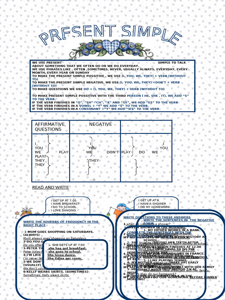 Exercicio 3 - Present Simple | PDF | Verb | Syntax