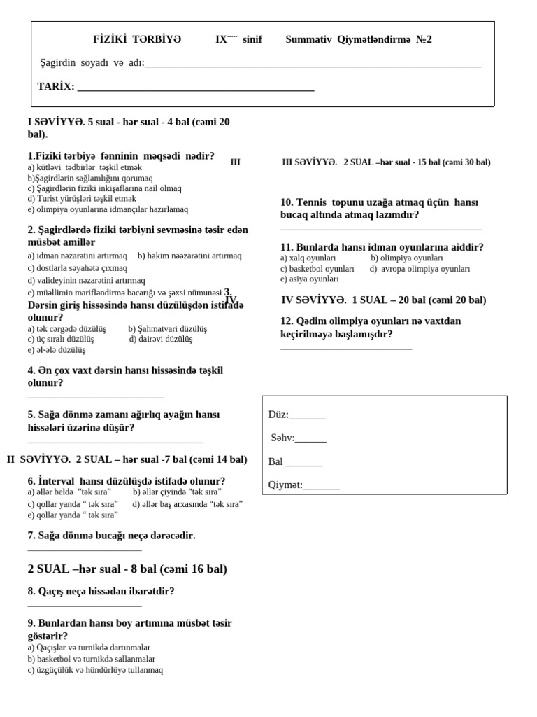 9 s.Fiziki tərbiyə SQ-2 | PDF