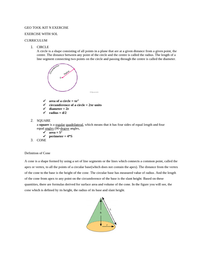 GEO TOOL KIT N EXERCISE | PDF | Area | Circle