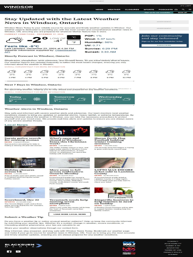 Latest Windsor Weather Warnings and Advisories | PDF