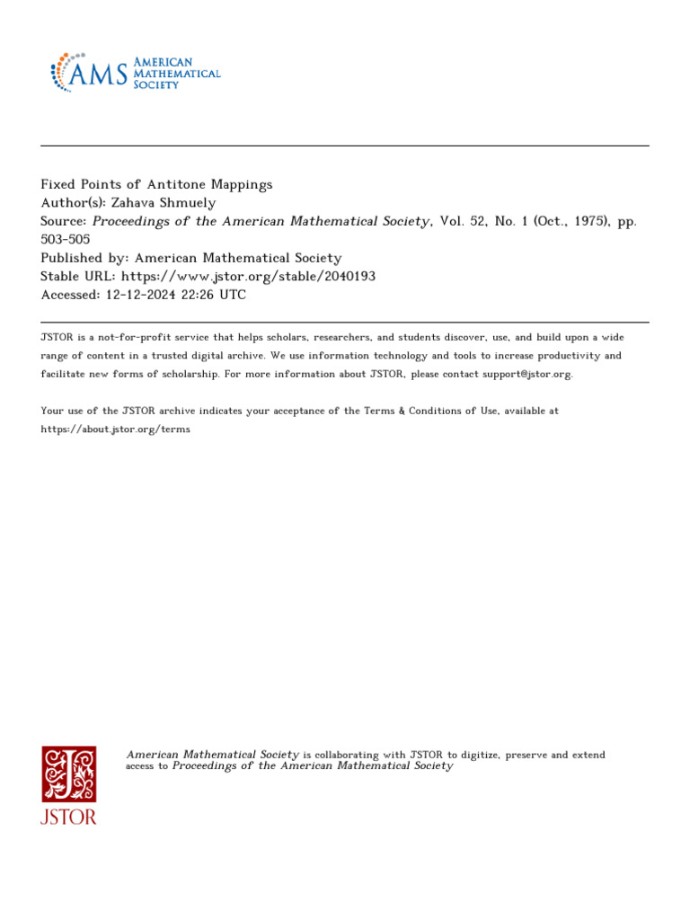 1975 - Shmuely - Fixed Points of Antitone Mappings | PDF | Permutation ...