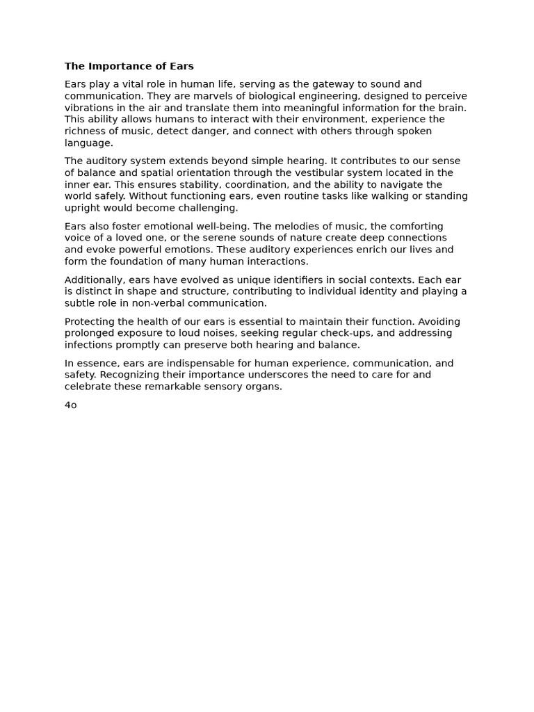 The Importance of Ears | PDF