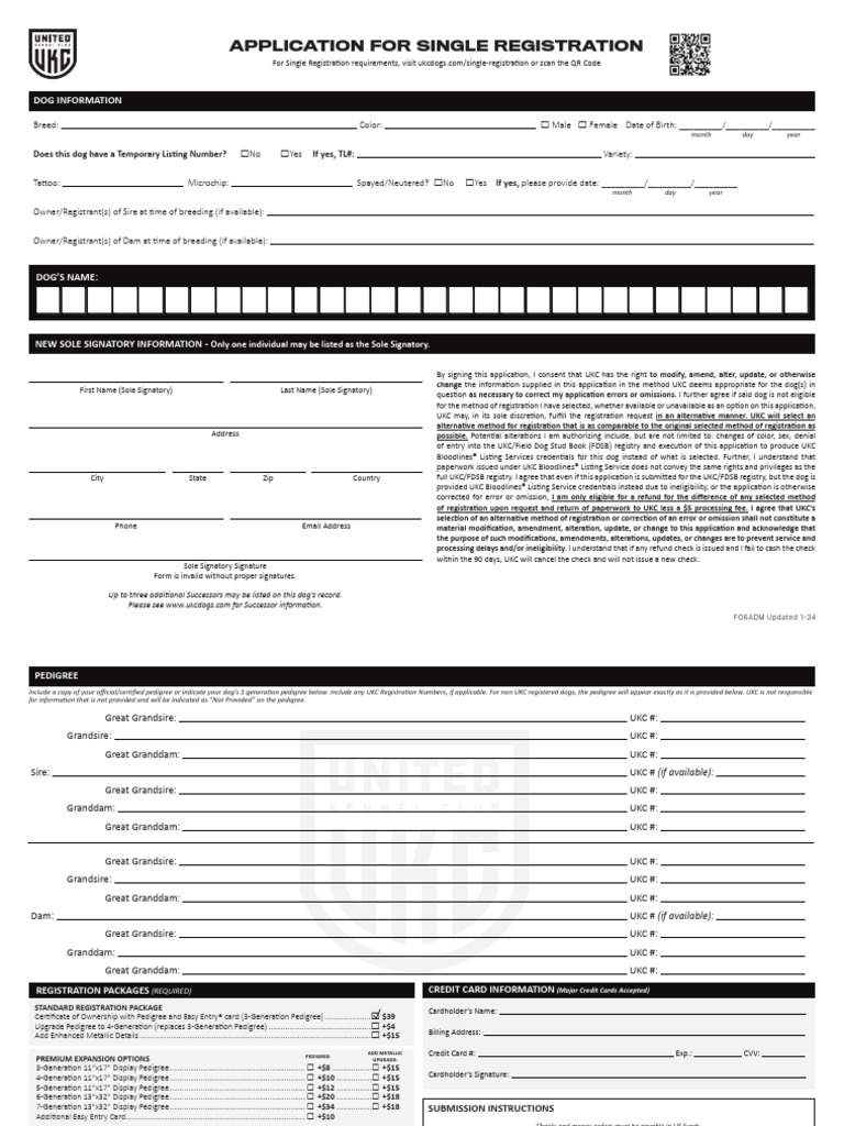 Single Registration Application | PDF | Dogs | Animal Breeding