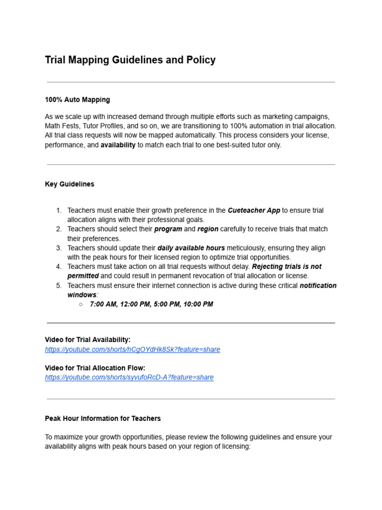 Trial Mapping Guidelines and Policy | PDF