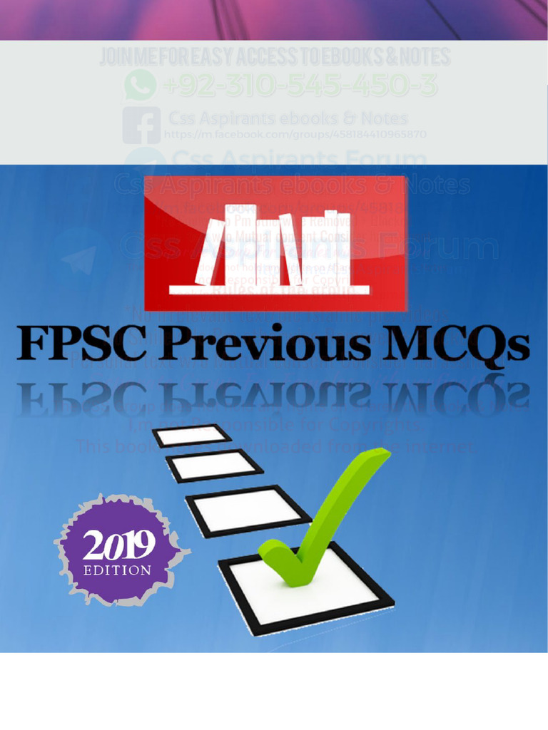FPSC Previous MCQs 2019 Updated | PDF