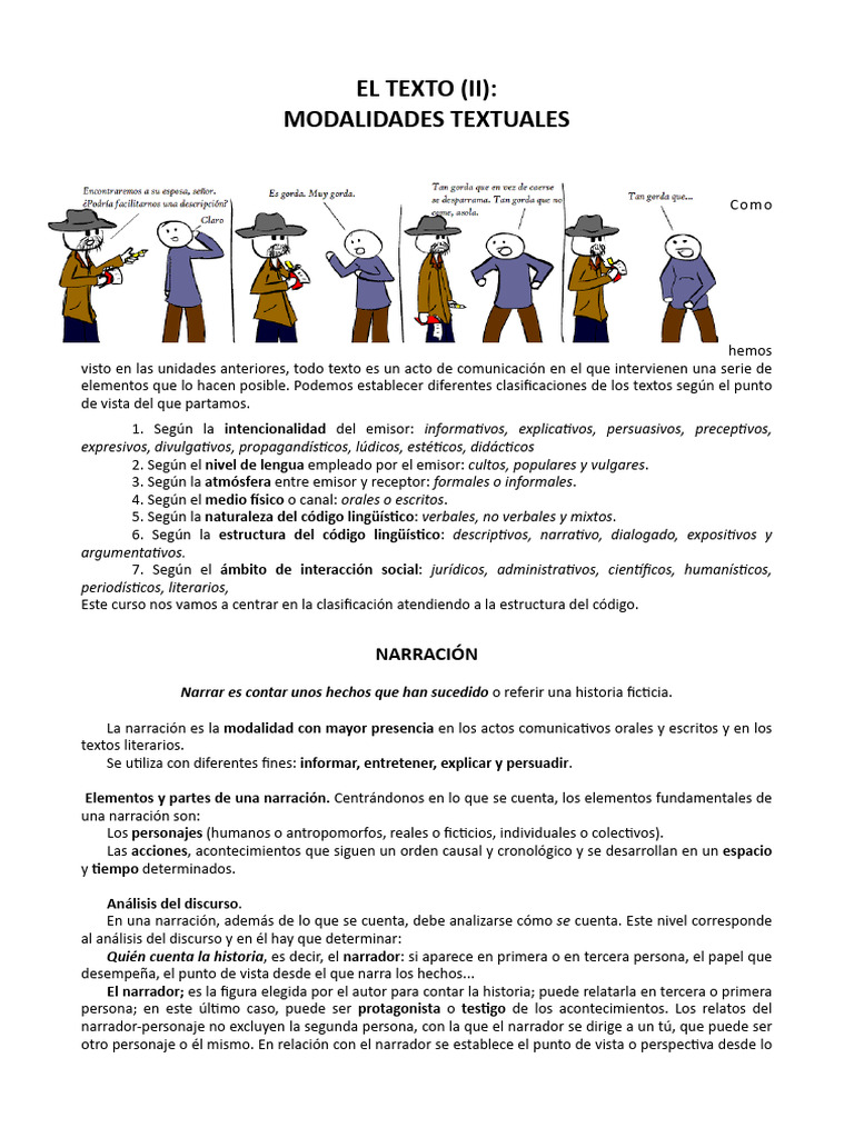 Tema 3. Modalidades Textuales (Rev) | PDF | Narración