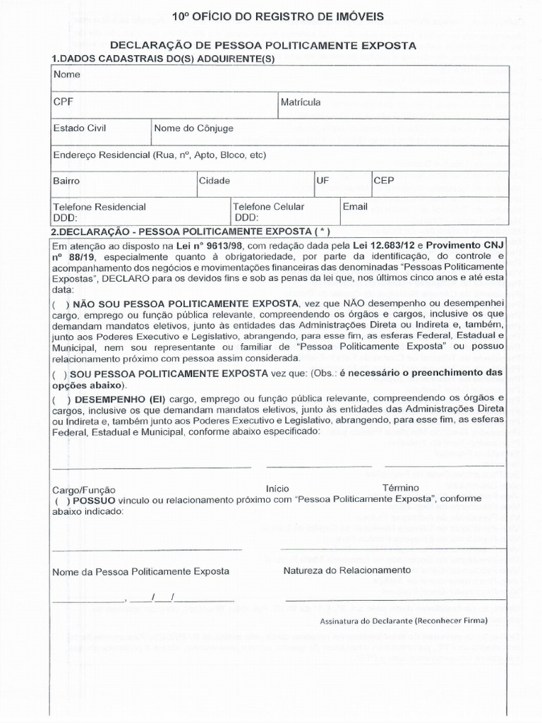 Declaração PEP | PDF