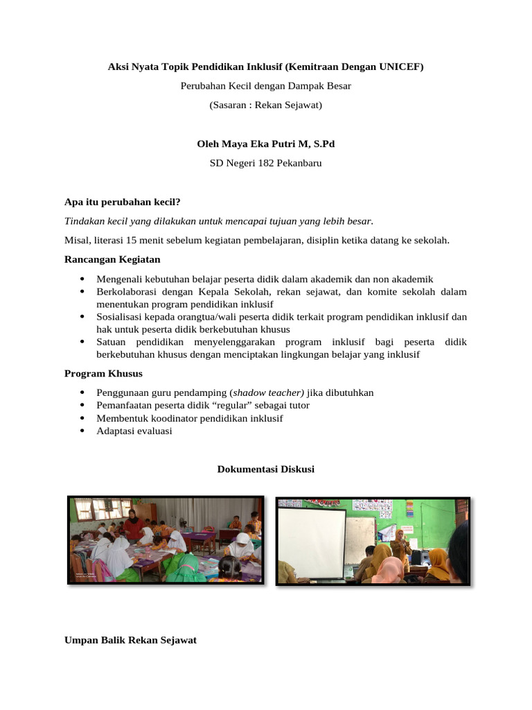 Aksi Nyata Topik Pendidikan Inklusif Okee | PDF