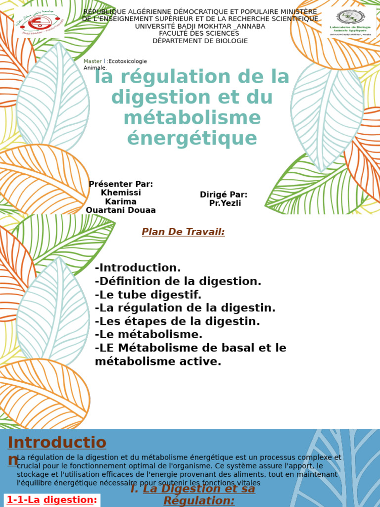 Régulation de la digestion et métabolisme | PDF | Tractus gastro ...
