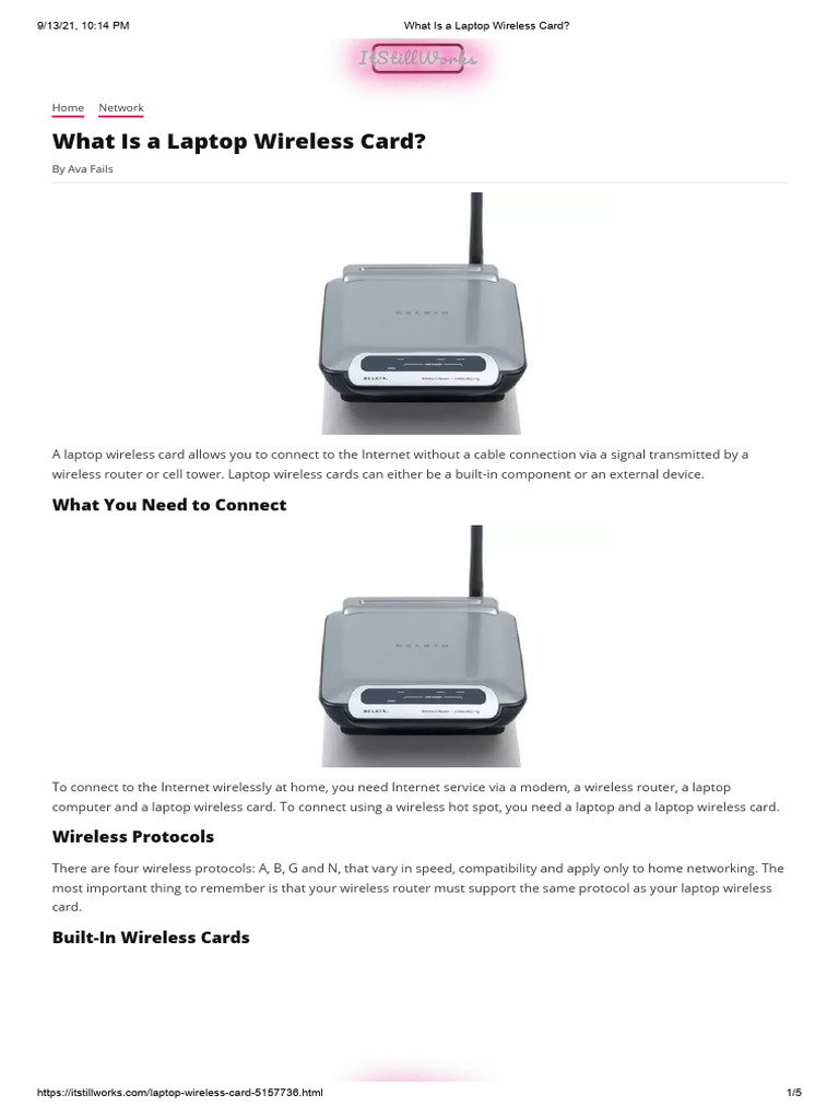 What Is A Laptop Wireless Card | PDF | Wireless | Laptop