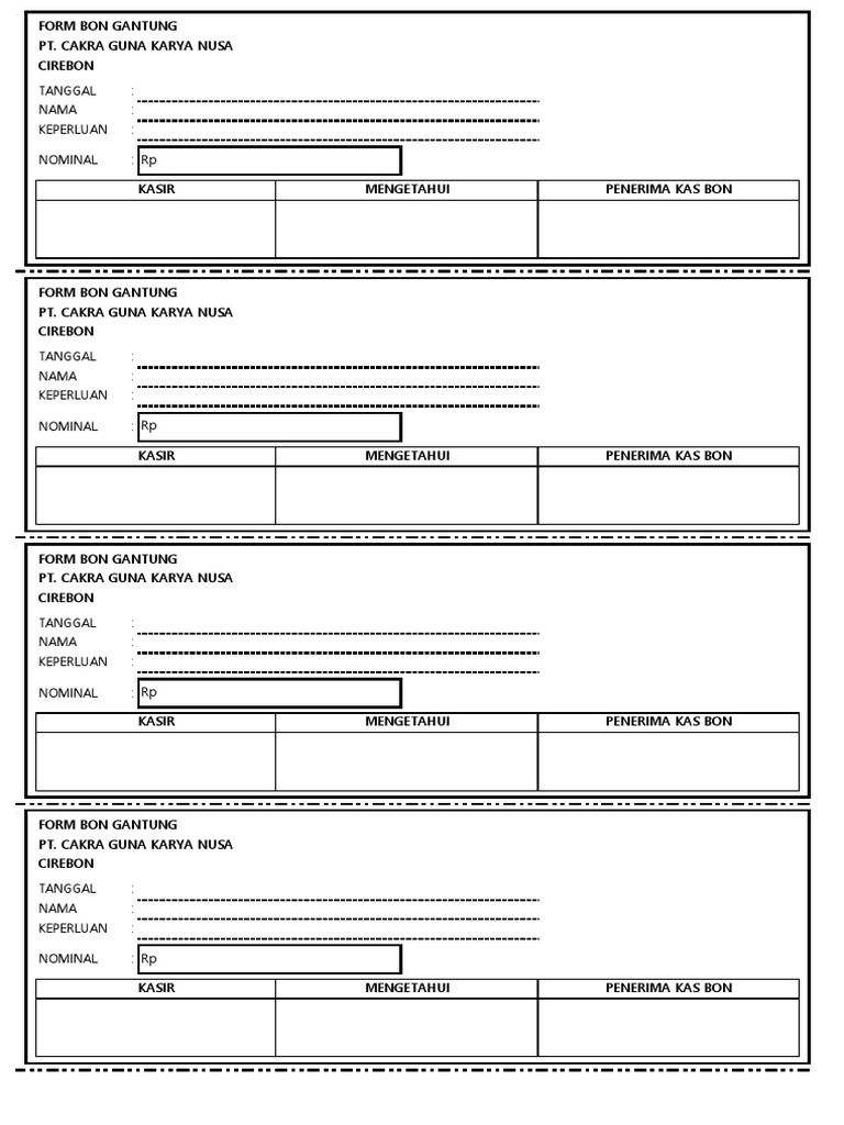 Form Bon Gantung Cakra Guna | PDF