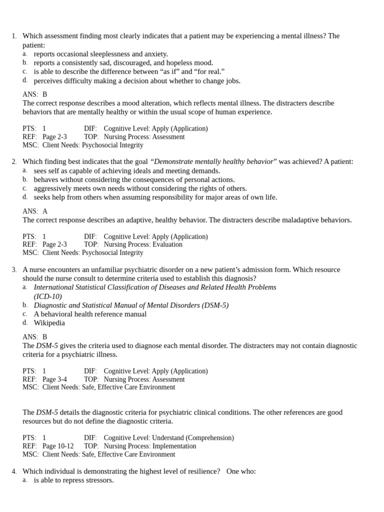 Final TB Questions | PDF | Mental Disorder | Selective Serotonin Reuptake Inhibitor