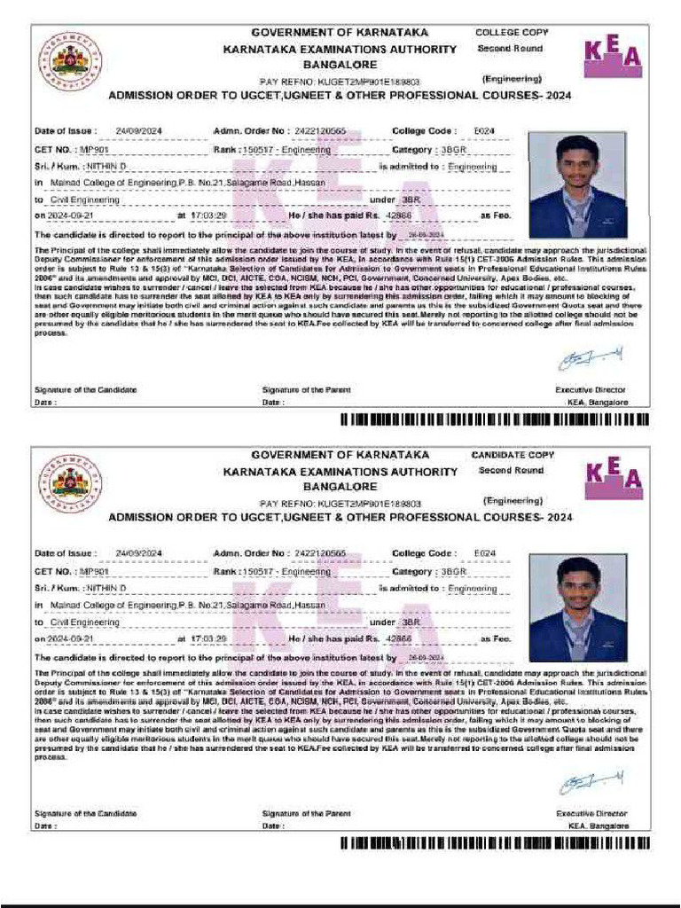 Admission Order | PDF