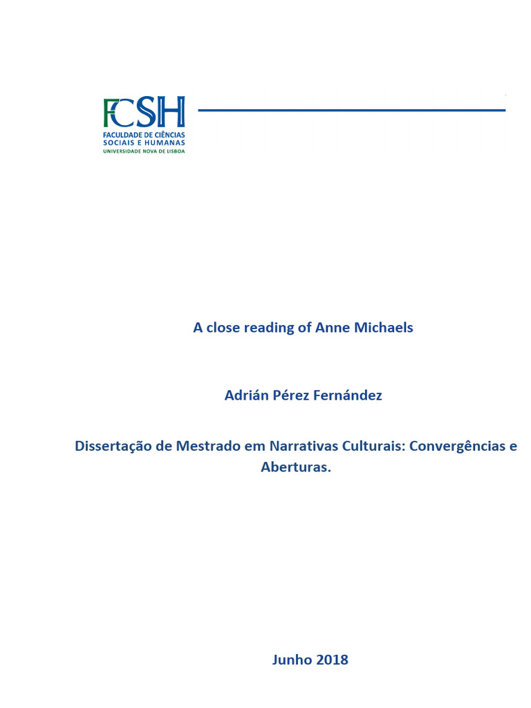 Analyzing Anne Michaels' "Memoriam" | PDF | Poetry | Methodology