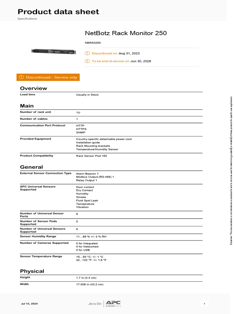 APC_NetBotz_NBRK0250 | PDF | Sensor | Equipment
