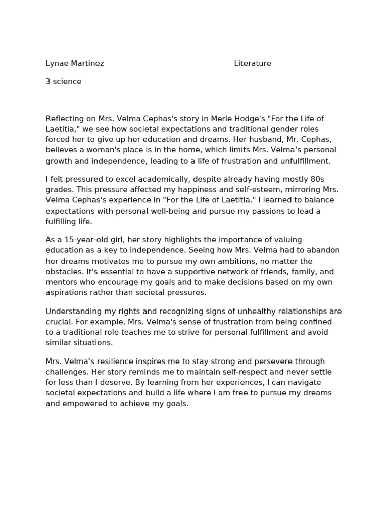 Lynae Life of Laetitia | PDF