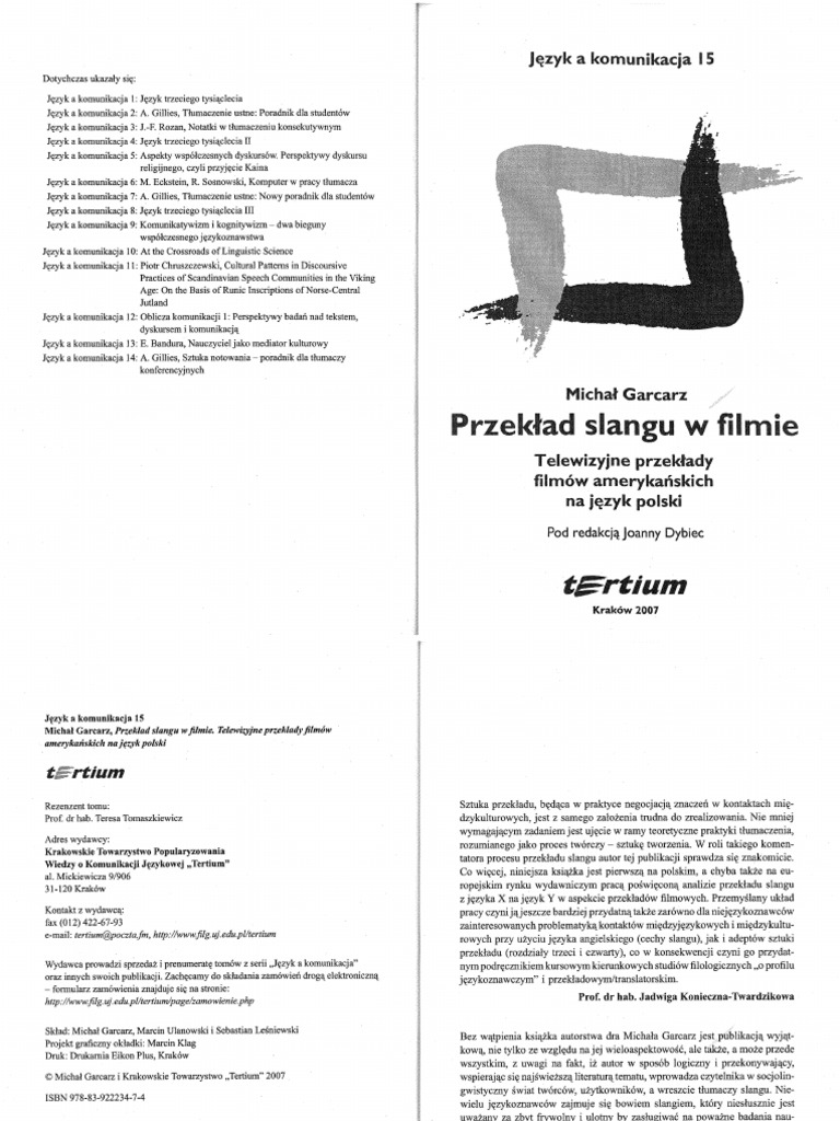 Garcarz MichaÅ - PrzekÅ ad slangu w filmie | PDF